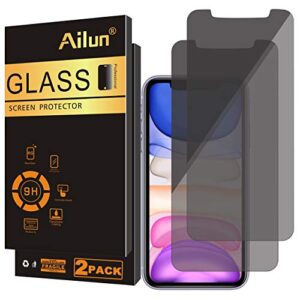 ailun privacy screen protector for iphone 11/iphone xr 6.1inch 2 pack japanese glass anti spy private case friendly, tempered glass [black]