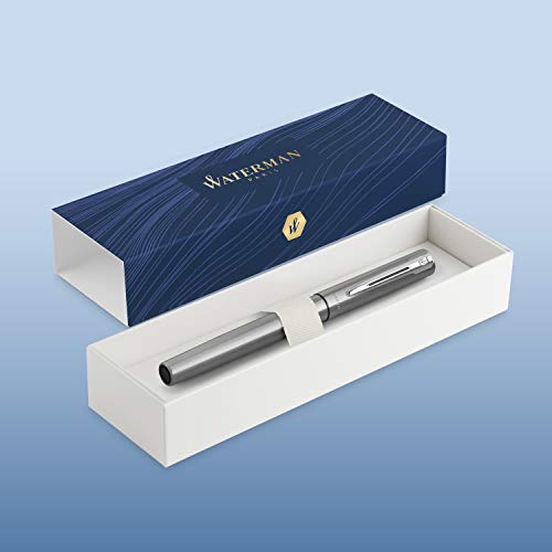 Waterman Graduate Allure Fountain Pen, Chrome, Fine Nib, Blue Ink, Gift Box