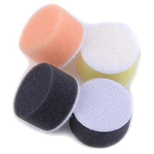 beler 2pcs 1" 25mm M6 Backer Plate & 60pcs Mixed Sponge Buffing Polishing Pads (rough & medium & fine 20pcs each) Fit For Car Polisher