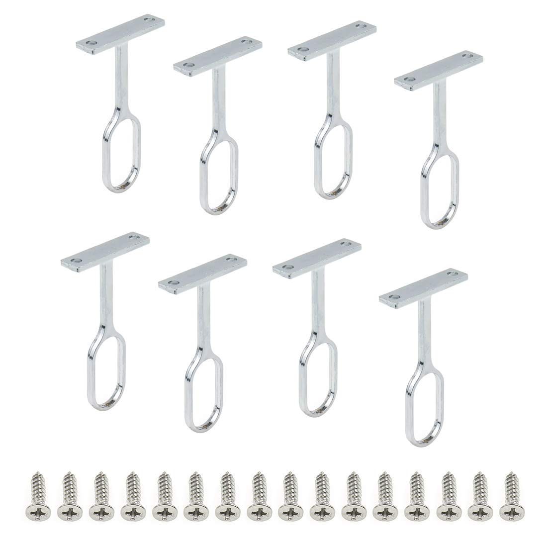 Rannb Oval Closet Rod Support Zinc Alloy Rod Middle Support - 8pcs