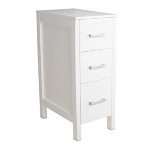 eclife 12" bathroom cabinet 3 drawer organizer free standing single vanity, small nightstand, white vanity mdf vertical dresser storage tower vanity, bedroom/bathroom/entryway b11w