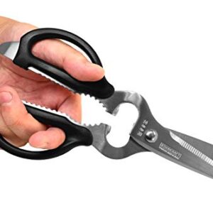 Seki Japan Multifunctional Kitchen Scissors, Stainless Steel Blade Soft Grip Shears for Left-handed