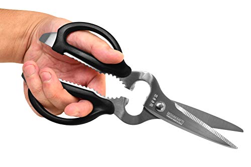 Seki Japan Multifunctional Kitchen Scissors, Stainless Steel Blade Soft Grip Shears for Left-handed