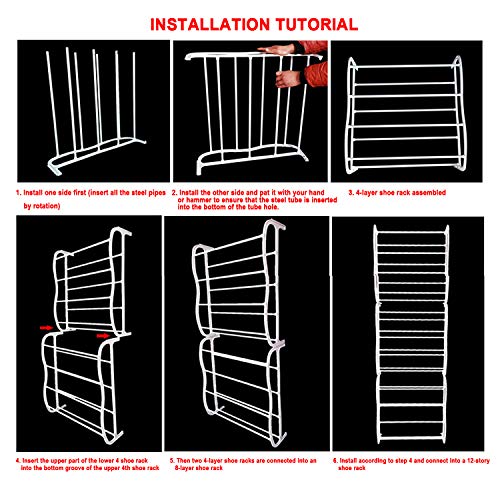 Fancy Buying Over The Door Shoe Rack Holder - 36 Pair Shoes Hanging Shelf Storage Shoe Organizer with Hooks