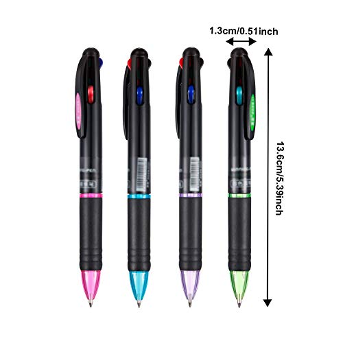 JOVITEC 24 Pack 4 in 1 Multicolor Retractable Pens 0.7 mm 4 Colors Gel Ink Ball Point Pens for Nurses Kids Supplies