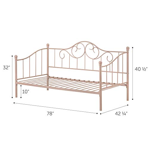 South Shore Savannah Twin Metal Daybed (39"), Pink Blush