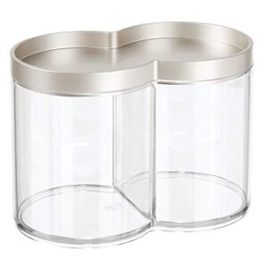 mDesign Plastic Canister Jar Organizer Set with Storage Lid - Home Decor Holder for Bathroom/Restroom Vanity Countertop, Cabinet - Holds Cotton Balls, Soap, Lumiere Collection, Clear/Matte Satin