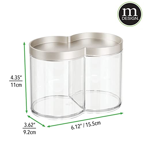 mDesign Plastic Canister Jar Organizer Set with Storage Lid - Home Decor Holder for Bathroom/Restroom Vanity Countertop, Cabinet - Holds Cotton Balls, Soap, Lumiere Collection, Clear/Matte Satin