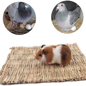 Bunny Grass Mat Bed 3-Pcs,Rabbit Digging Natural Woven Straw Mats Bedding,Guinea Pig Timothy Hay Resting Basket,Pet Cage Chewing Toys for Hamster Chinchilla Ferret Gerbil