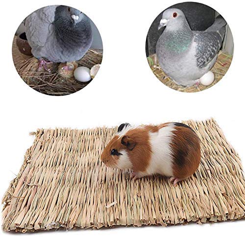 Bunny Grass Mat Bed 3-Pcs,Rabbit Digging Natural Woven Straw Mats Bedding,Guinea Pig Timothy Hay Resting Basket,Pet Cage Chewing Toys for Hamster Chinchilla Ferret Gerbil