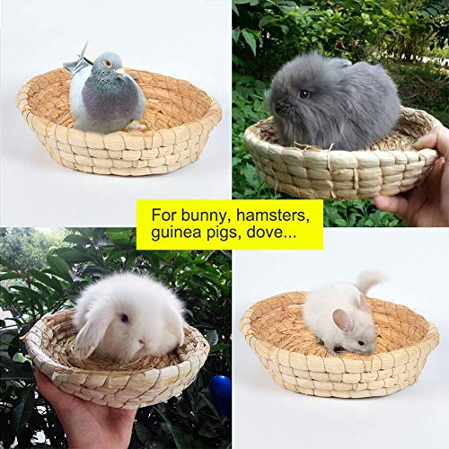 Bunny Grass Mat Bed 3-Pcs,Rabbit Digging Natural Woven Straw Mats Bedding,Guinea Pig Timothy Hay Resting Basket,Pet Cage Chewing Toys for Hamster Chinchilla Ferret Gerbil