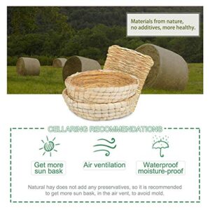 Bunny Grass Mat Bed 3-Pcs,Rabbit Digging Natural Woven Straw Mats Bedding,Guinea Pig Timothy Hay Resting Basket,Pet Cage Chewing Toys for Hamster Chinchilla Ferret Gerbil