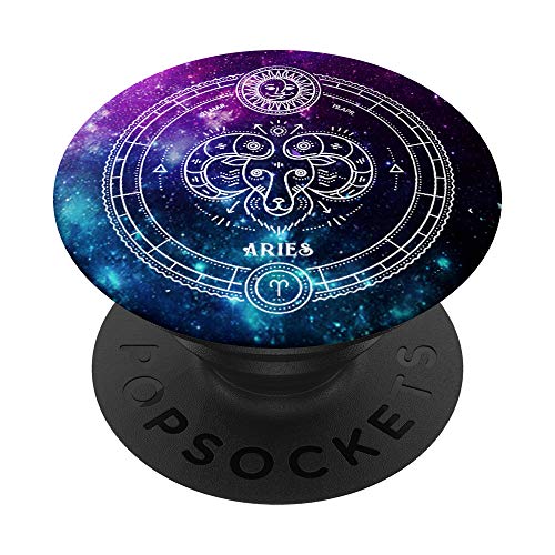 Aries Zodiac Sign Birthday Horoscope Space Star Galaxy Art PopSockets PopGrip: Swappable Grip for Phones & Tablets