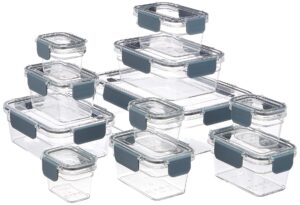 amazon basics tritan 22 piece locking food storage container set of 11 containers with lids, clear