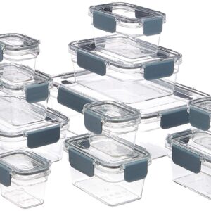 Amazon Basics Tritan 22 Piece Locking Food Storage Container Set of 11 Containers with Lids, Clear