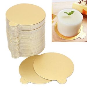 poitemsic 3.15" gold disposable mini cake boards cardboard cake circles base for mousse cupcake dessert displays tray,100-count