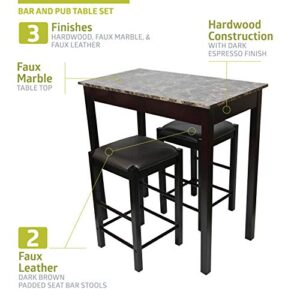 Pearington Remington High Top Counter Height Bar and Pub Table Set with 2 Chairs, Dark Espresso