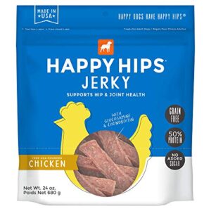 happy hips chicken jerky, grain free dog treats with glucosamine & chondroitin, made in usa, 24 oz, 29253