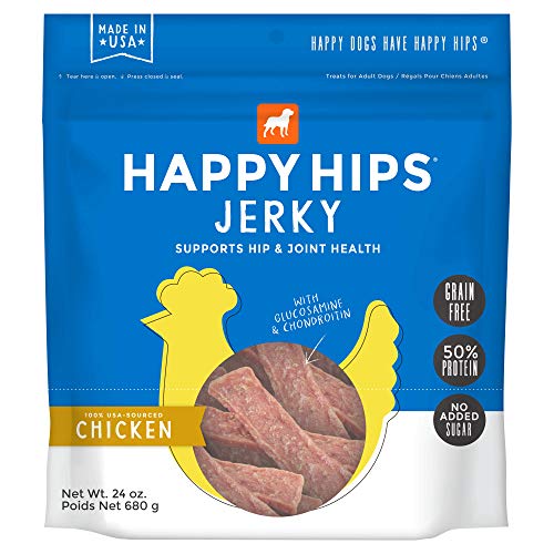 Happy Hips Chicken Jerky, Grain Free Dog Treats with Glucosamine & Chondroitin, Made in USA, 24 oz, 29253