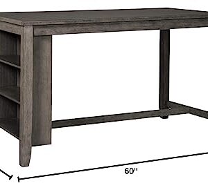 Signature Design by Ashley Caitbrook Rustic Counter Height Dining Table with Storage, Dark Gray