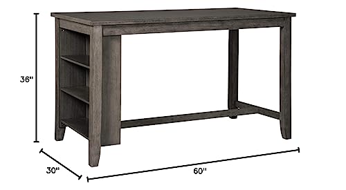 Signature Design by Ashley Caitbrook Rustic Counter Height Dining Table with Storage, Dark Gray