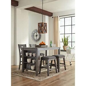 Signature Design by Ashley Caitbrook Rustic Counter Height Dining Table with Storage, Dark Gray