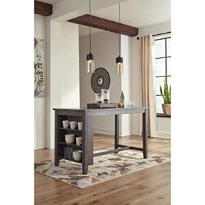 Signature Design by Ashley Caitbrook Rustic Counter Height Dining Table with Storage, Dark Gray