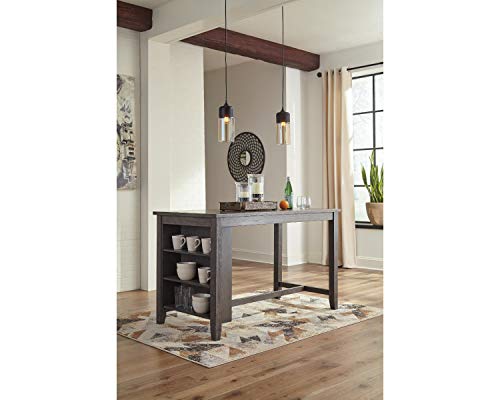 Signature Design by Ashley Caitbrook Rustic Counter Height Dining Table with Storage, Dark Gray