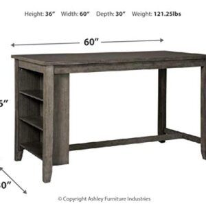 Signature Design by Ashley Caitbrook Rustic Counter Height Dining Table with Storage, Dark Gray