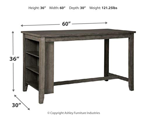 Signature Design by Ashley Caitbrook Rustic Counter Height Dining Table with Storage, Dark Gray