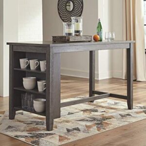 Signature Design by Ashley Caitbrook Rustic Counter Height Dining Table with Storage, Dark Gray