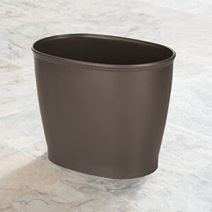 mDesign Plastic Oval Small 2.25 Gallon/8.5 Liter Trash Can Wastebasket, Garbage Container Bin for Bathroom, Kitchen, Office, Dorm - Holds Waste, Refuse, Recycling, Hyde Collection, 2 Pack, Dark Brown