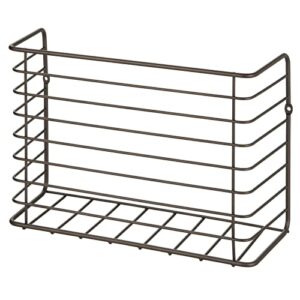 mDesign Farmhouse Metal Wire Wall & Cabinet Door Mount Kitchen Storage Organizer Basket Rack - Mount to Walls and Cabinet Doors in Kitchen, Pantry, and Under Sink - 2 Pack - Bronze