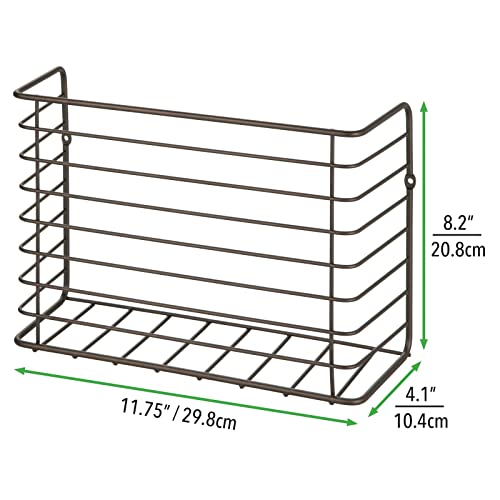 mDesign Farmhouse Metal Wire Wall & Cabinet Door Mount Kitchen Storage Organizer Basket Rack - Mount to Walls and Cabinet Doors in Kitchen, Pantry, and Under Sink - 2 Pack - Bronze