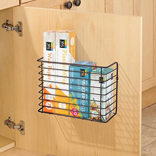 mDesign Farmhouse Metal Wire Wall & Cabinet Door Mount Kitchen Storage Organizer Basket Rack - Mount to Walls and Cabinet Doors in Kitchen, Pantry, and Under Sink - 2 Pack - Bronze