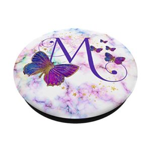 Purple Butterfly Personalized Letter M Monogram PopSockets Swappable PopGrip