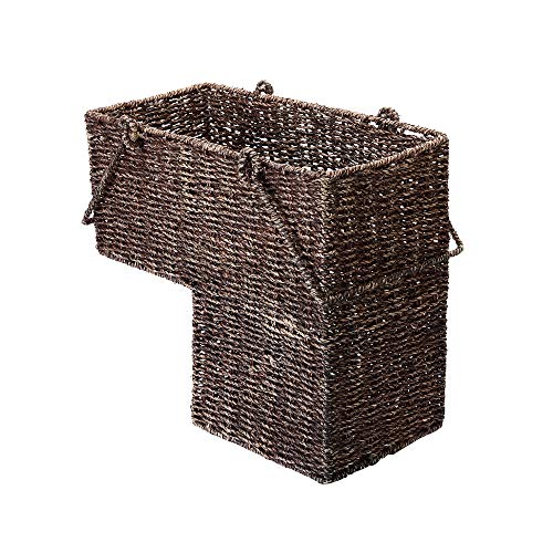 Villacera 14-Inch Wicker Stair Case Basket with Handles | Handmade Woven Seagrass in Brown, (83-DEC7019)