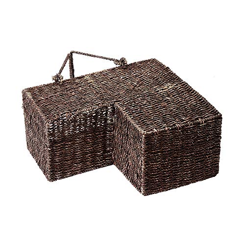 Villacera 14-Inch Wicker Stair Case Basket with Handles | Handmade Woven Seagrass in Brown, (83-DEC7019)