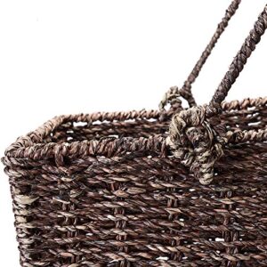 Villacera 14-Inch Wicker Stair Case Basket with Handles | Handmade Woven Seagrass in Brown, (83-DEC7019)