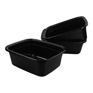 jekiyo 16 quart dish pan, black plastic tubs, 3 packs