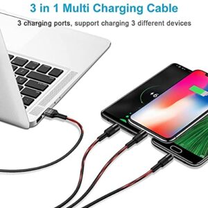 [2 Pack] Multi Charging Cable,YOUSAMS 3 in 1 Nylon Braided Multi USB Cable Multiple Charger Fast Charging Cord Compatible with Most Smart Phones & Pads - 5ft/ Black