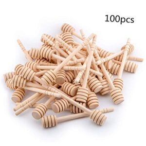 100-Pack 6 Inch Portable Wooden Jam Honey Dipper Honey Sticks for Honey Jar Dispense Drizzle Honey (6inch 100pcs)