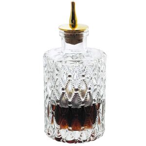 bitters bottle - jewel bitter bottle for cocktail, 6oz / 175ml, glass dahs bottle with gold plated cork dasher top - dsbt0011 (1, gold)