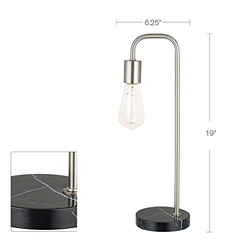 Catalina 21889-001 Modern Sleek Faux Marble Table Lamp, 19", Brushed Nickel