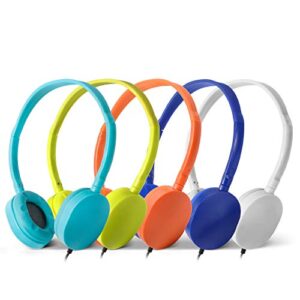 kaysent wholesale bulk headphones earphones earbuds (khp-25mixed) 25 packs mixed colors(each 5 pack) stereo headphone for school, classroom, airplane, hospiital, students,kids and adults