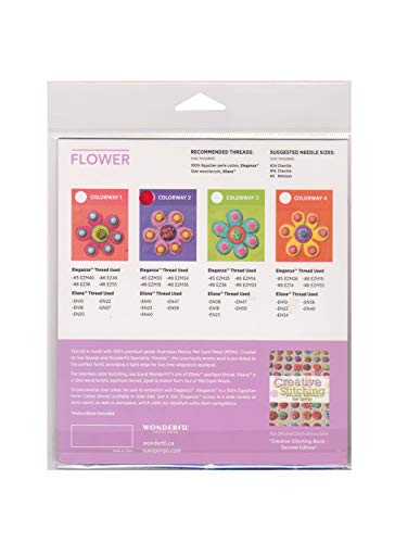 Wonderfil Sue Spargo Pre-Cut Wool Applique Pack, Flower - Colorway 2 (Larkspur Background)