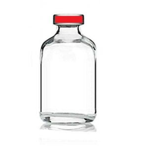 30ml sterile molded glass vial with red aluminum seal and grey butyl stoppers 25pk