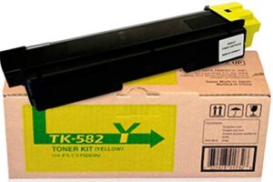 kyocera 1t02ktaus0 model tk-582y yellow toner kit for fs-c5150dn/p6021cdn fs-c5150dn and p6021cdn colour printers; genuine kyocera; up to 2800 pages yield, includes waste toner container