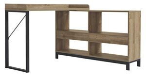 signature design by ashley gerdanet modern farmhouse home office l-shaped desk with side storage, beige