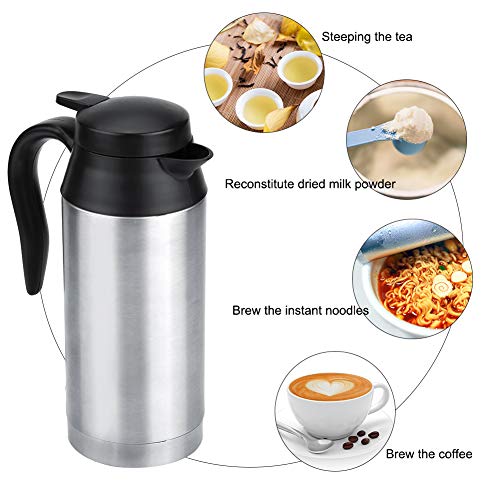 750ml Heated Travel Mug- Stainless Steel Car Water Heating Cup Car Cigarette Lighter DC12V Boiling Water Cup